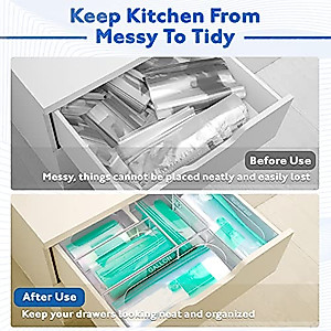 Ziplock Food Bag Storage Organizer, Acrylic Drawer Baggie Organizer Plastic Bag Dispenser Holder for Gallon Slider Quart Freezer Sandwich Snack, for Ziploc Solimo Glad Bags - 5 Pack, Clear