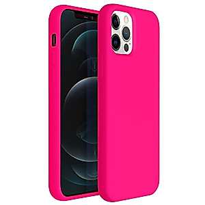 ZUSLAB Nano Silicone Case Compatible with Apple iPhone 12/ iPhone 12 Pro 2020, Liquid Silicone Rubber Shockproof Soft Full Protection Cover - Neon Pink