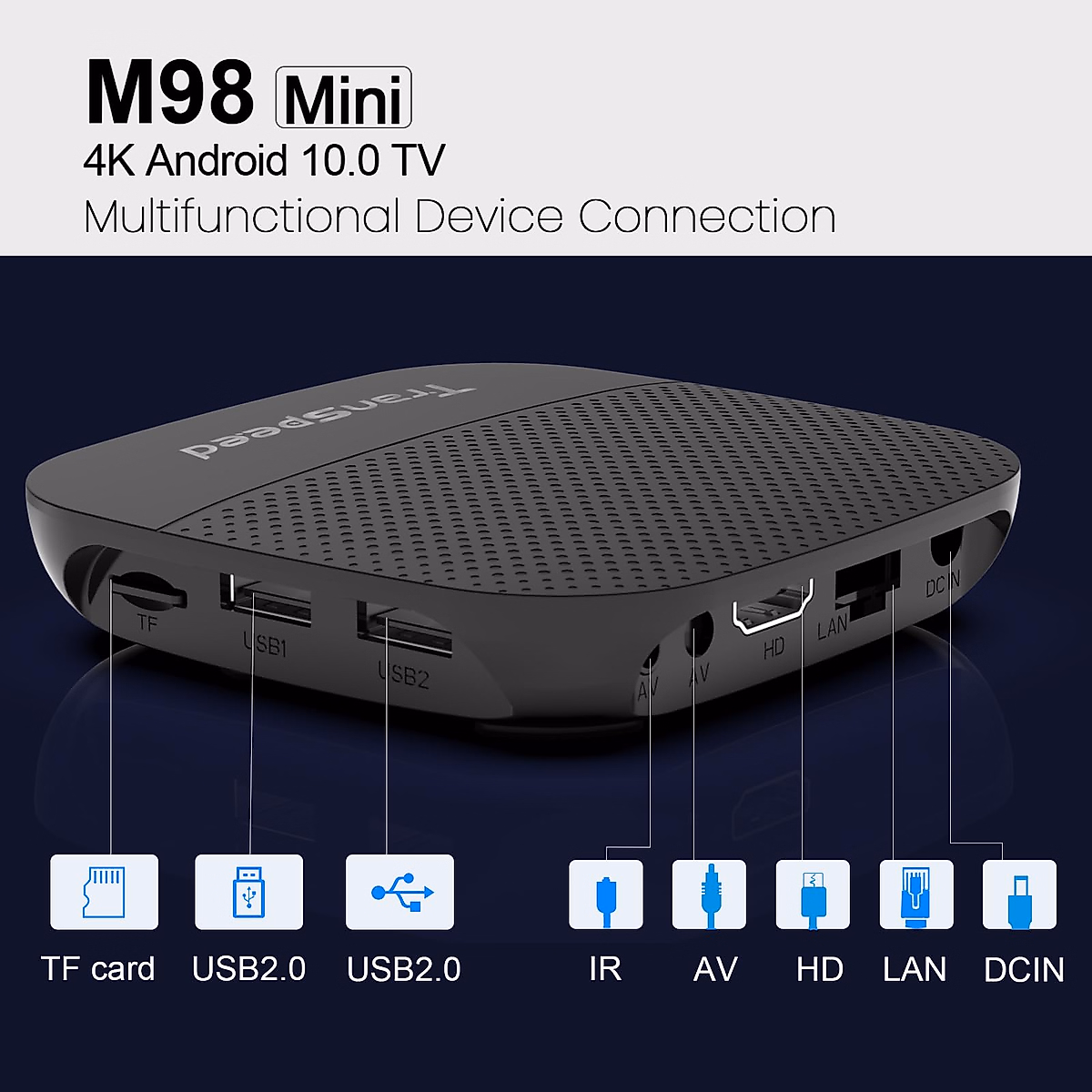 Android 10 TV Box 2G RAM 16G ROM Allwinner H313 with ATV, BT 5.0 Quad-Core 64 Bits 4K UHD H.265 Ethernet LAN TV Box