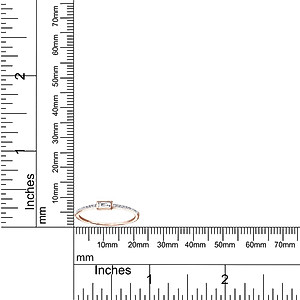 AFFY 1/10 Cttw Real Baguette And Round Cut Diamond Engagement Wedding Stackable Band Ring In 10k Solid Rose Gold (I-J Color, I2-I3 Clarity, 0.10 Cttw) Ring Size-6