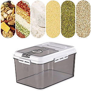 IULAVP Food Storage Containers with Lids：Cereal Storage Container with Measuring Cup, 10lbs Food Storage Containers for Rice, Flour, Sugar, Cereal, Kitchen Storage