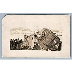GRAND TRUNK RAILROAD TRAIN ACCIDENT ANTIQUE REAL PHOTO POSTCARD RPPC railway