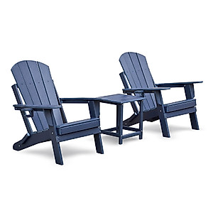 DJHK docor Adirondack Chairs Set of 2 with Table Fire Pit Chairs Bonfire Chairs Outdoor Adirondack Chair Set of 2 and Table Set,Ergonomic Design Patio Lawn Chair for Outside Deck Garden Backyard Balco