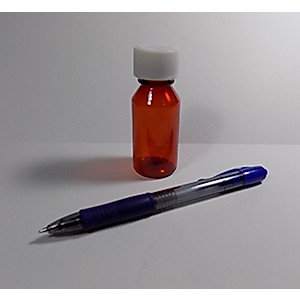 Graduated Ovals 1 Ounce Plastic Amber Medicine-Travel RX Bottles w/Caps-Perfect for Travel-Very Strong Sidewall and Secure-10 Pack-Pharmaceutical Grade Product