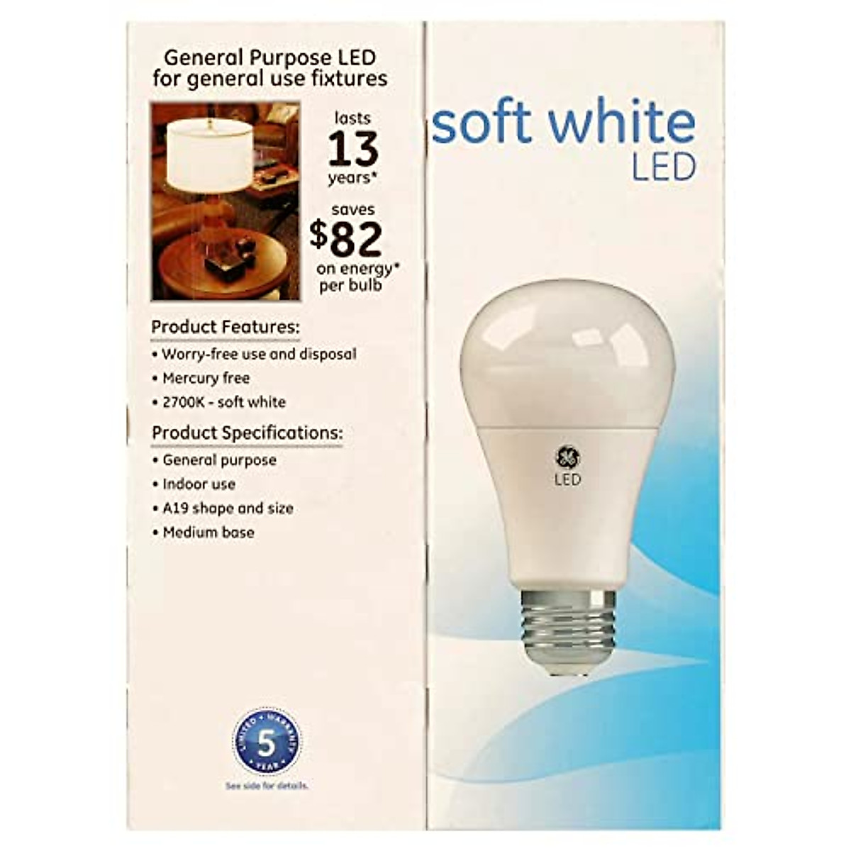 GE 67615 LED Soft White A19 Dimmable Light Bulb, 10 W, 4/Pack