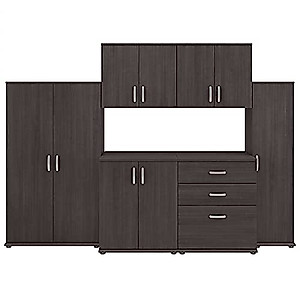 Bush Business Furniture Universal 6 Piece Modular Storage Set with Floor and Wall Cabinets, Storm Gray