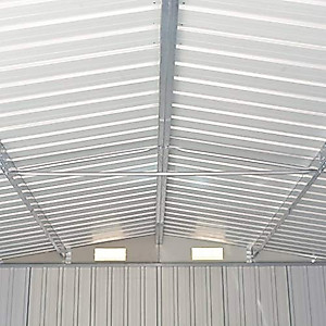 vidaXL Garden Shed Garage Backyard Building Tool Storage House Outdoor Patio Storing Lawn Care Equipment Household Item 154.3" Metal Gray