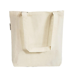 12 Pack Wholesale Organic Canvas Tote Bags Bulk with Handles, GOTS Certified Organic Cotton Totes Reusable Blank Cloth Fabric Bag