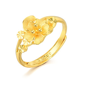 CHOW SANG SANG 999.9 24K Gold Price-by-Weight 3.74g Gold Floral Ring (Adjustable) for Women and Wedding Occasion 69462R