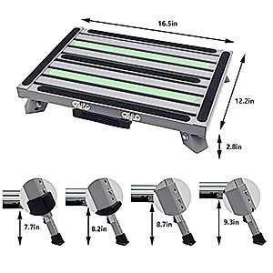 GarfatolRv Safety RV Steps Adjustable Height Aluminum Folding Platform Step with Glow in The Dark Tapes RV Step Stool Supports Up to 1000 lbs.