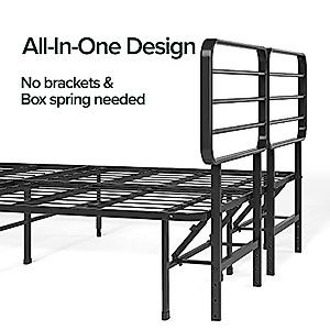 ZINUS SmartBase Mattress Foundation with Headboard / 14 Inch Metal Platform Bed Frame / No Box Spring Needed / Sturdy Steel Frame / Adjustable Headboard Height, Queen