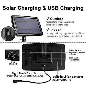 Afirst Solar Outdoor String Lights with USB Rechargeable 4 Lighting Modes Waterproof LED Patio Lights 25FT with 25 Bulbs for Backyard Garden Yard Lighting