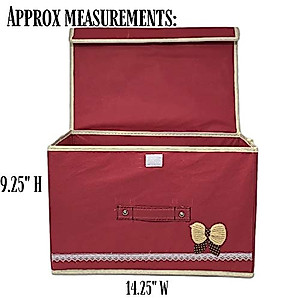 Storage Box Foldable Storage Bin with Lid and Handle – Collapsible Red Containers for Organizing Toys Closets Bedroom Clothes Shoes