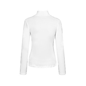 Kindcall Women’s Slim Fitted White Mock Turtleneck Tops Long Sleeve Lightweight Base Layer Shirts Medium