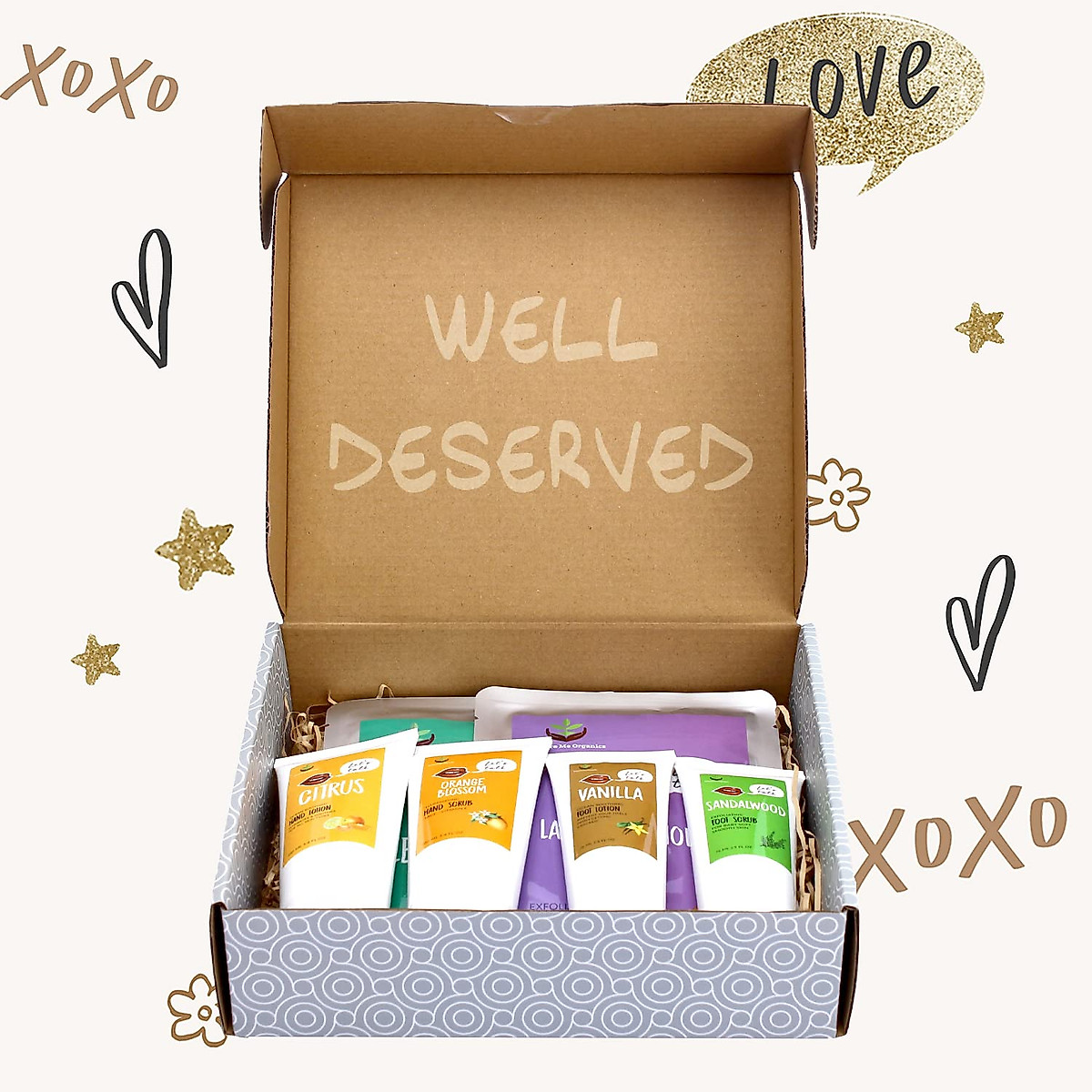 Mother's Day Gift Box Skincare Spa Set. Luxury Spa Gift Set with Hand Mask & Foot Peeling Mask for Working Hands Lotion Gift Set for Hardworking Women & Men! Moisturizing Healing Skincare Kit.