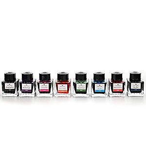 Dryden Designs Fine Nib Fountain Pen - Includes 24 Ink Cartridges - 12 Black and 12 Blue - Silver - Smooth Elegant Writing with Fine Nib and Ink Converters
