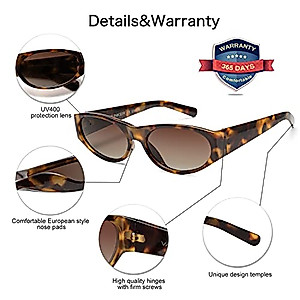 VANLINKER Polarized Retro Small Oval Cat Eye Sunglasses Womens Men Trendy Cateye Shades Narrow Skinny 90s Sunnies VL9683 Tortoise Frame Tea Lens