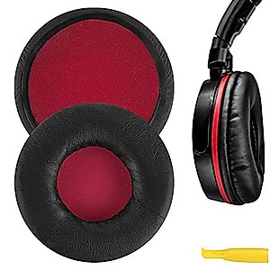 Geekria QuickFit Replacement Ear Pads for Sony MDR-ZX600 Headphones Ear Cushions, Headset Earpads, Ear Cups Cover Repair Parts (Black/Red)