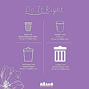 Plasticplace 8 Gallon Trash Bags │ 0.7 Mil │ Lavender and Soft Vanilla Scented Garbage Can Liners │ 22" x 22" (200 Count), White