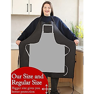 APRONNER Plus Size Aprons for Women with Pockets Durable Long Adjustable Bib Kitchen Cooking Black