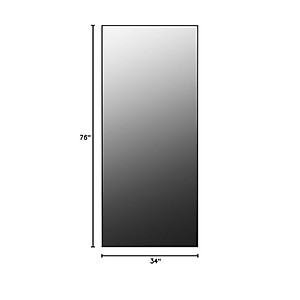 GLSLAND 76"x34" Full Length Mirror Extra Large Hanging or Leaning Rectangle Mirror Aluminum Alloy Thin Frame Bedroom Floor Dressing,Black
