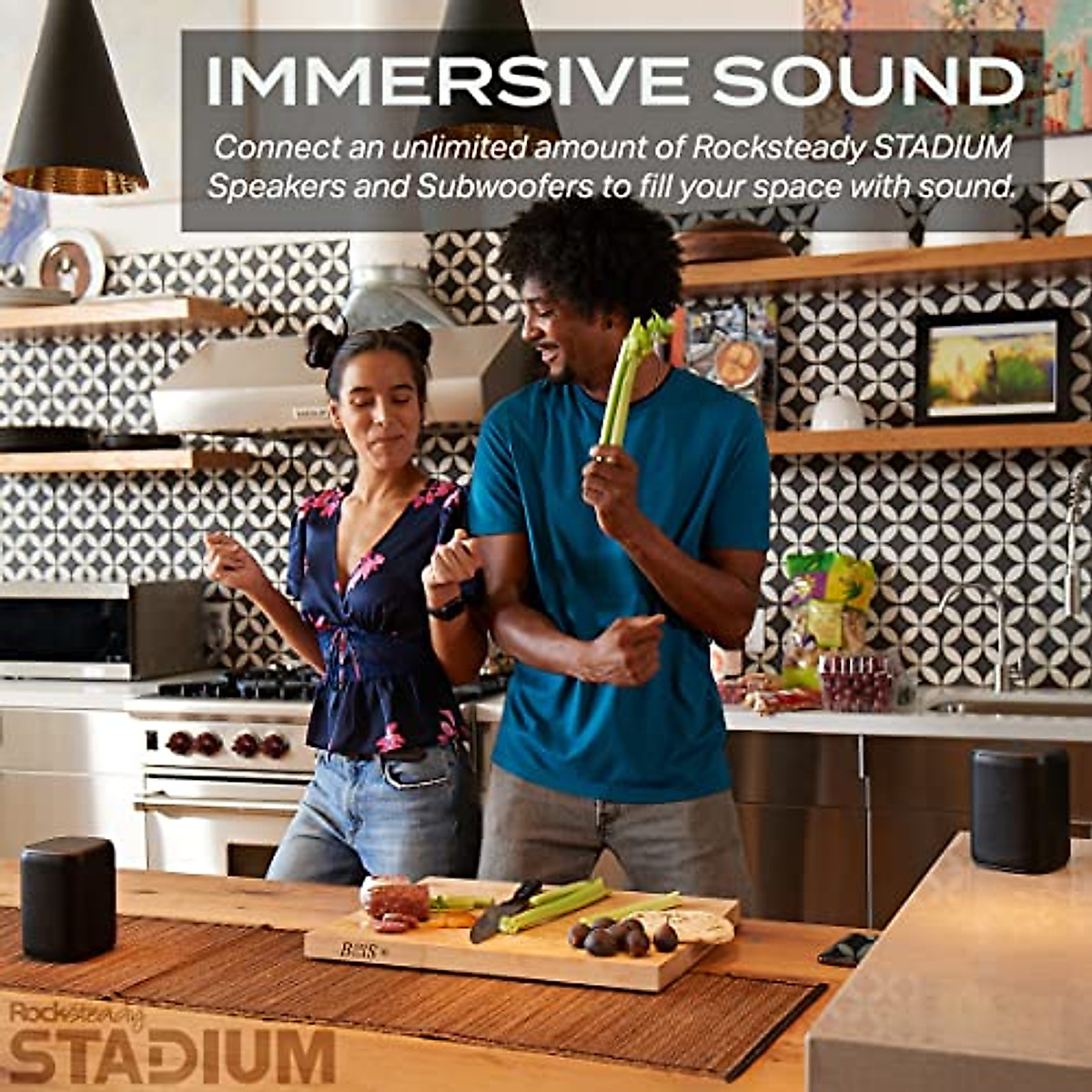 Rocksteady Stadium Portable Bluetooth Speakers - Wirelessly Connectible (4 Speakers) - Works Indoors and Outdoors - Up to 100 Foot Connection Range - Up to 16 Hour Battery Life