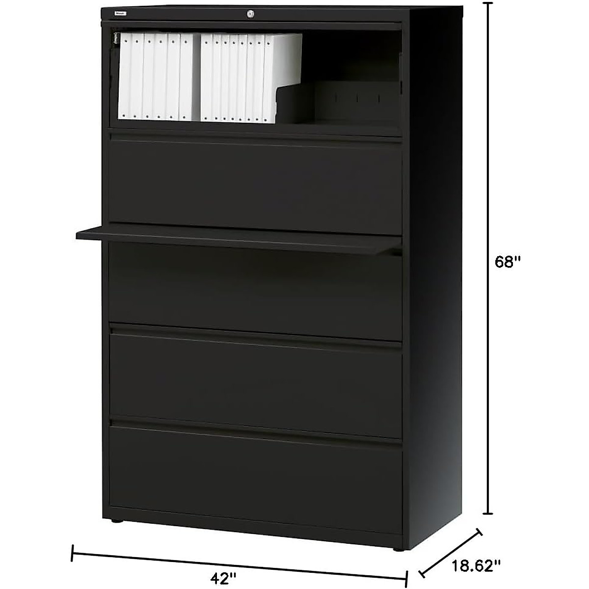 Lorell 60550 Lateral File,5-Drawer,42-Inch x18-5/8-Inch x67-5/8-Inch,Black