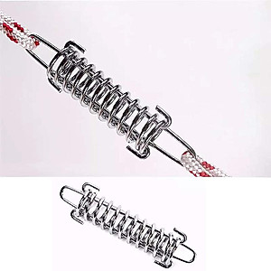 ZICRIC Tent Spring Buckle, 4Pcs Damping Spring Sunshade Heavy Duty Stainless Steel Awning Rope Tensioner Spring Camping Beach Tent Rope Tensioner Tent for Outdoor Camping Dog Training
