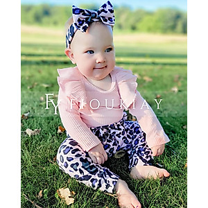 fioukiay Preemie Newborn Baby Girls Clothes Infant Romper Bodysuit Pants Clothing Set Fall Winter Outfits (Pink Leopard 01, Preemie)