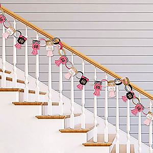 Big Dot of Happiness Chic 40th Birthday - Pink, Black and Gold - 90 Chain Links and 30 Paper Tassels Decoration Kit - Birthday Party Paper Chains Garland - 21 feet