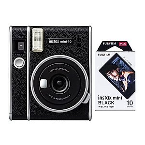 Fujifilm Instax Mini 40 Instant Film Camera with Black Framed Film (10 Exposures) Bundle (2 Items)