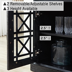 SUPPNEED 53" TV Console/Storage Buffet Cabinet/Sideboard, Black- Wood Grain Finish