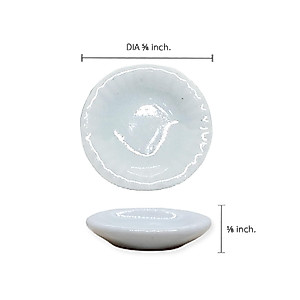 ChangThai Design Very Tiny ⅝ Inch Diameter White Round Ceramic Plate 10 Pieces Set - Miniature Tableware Tray Bowl Crockery Cutlery Kitchenware Handmade Mini Porcelain Decorative Collectible Gifts