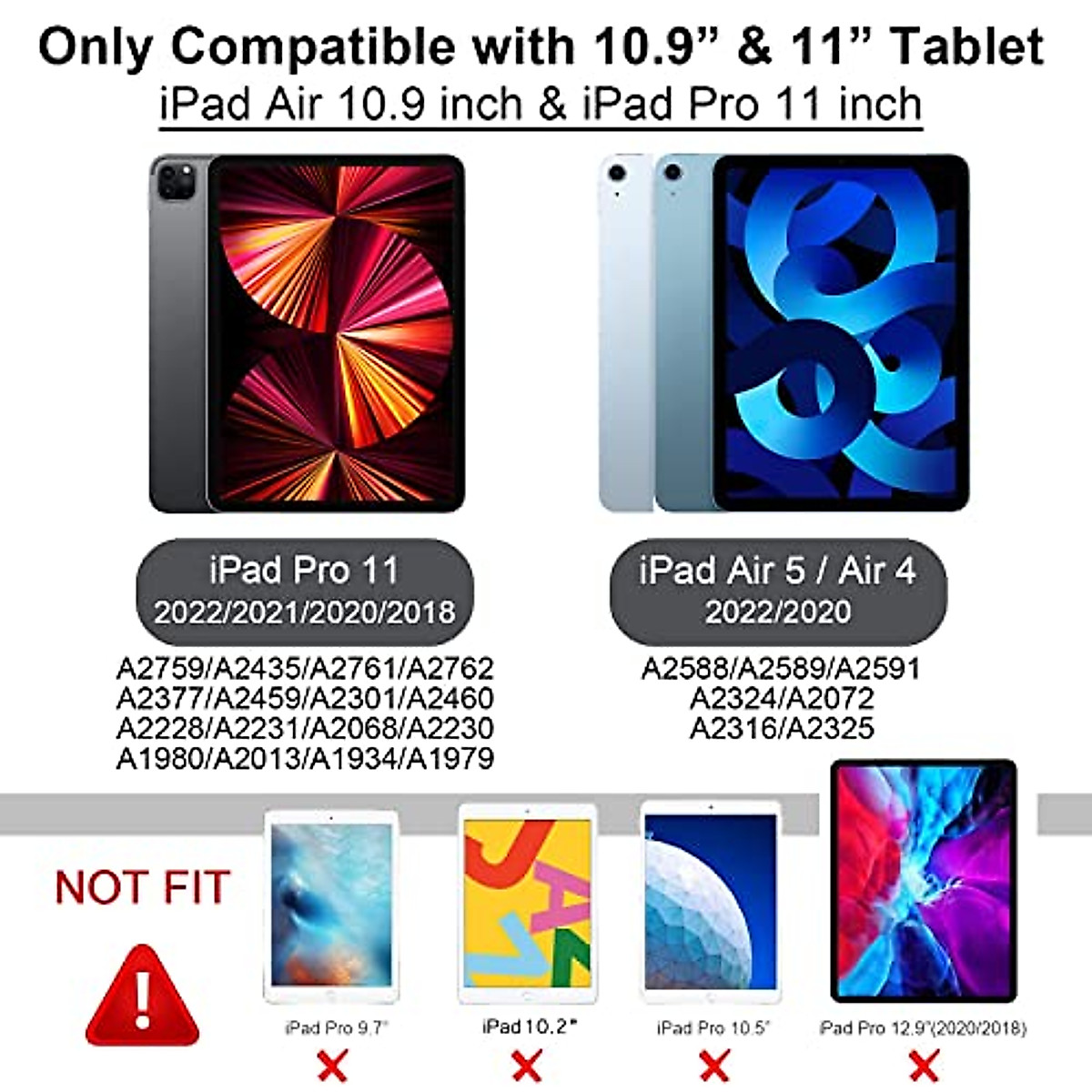 Grifobes for iPad Air 5th/4th Generation Case 2022/2020 10.9", for iPad Pro 11 inch 2022/2021/2020/2018 Heavy Duty Shockproof Rugged Cover with Pencil Holder Stand iPad Air 5 4 Gen for Kids Boy