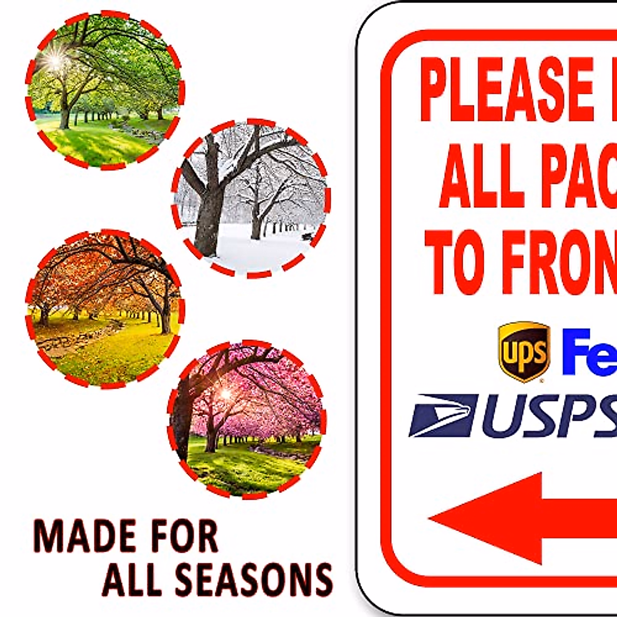 Please Deliver All Packages to Front Door Left Arrow Delivery Sign for Delivery Driver - Delivery Instructions for My Packages from Amazon, FedEx, USPS, UPS, Indoor Outdoor Signs for Home - 8.5"x10"