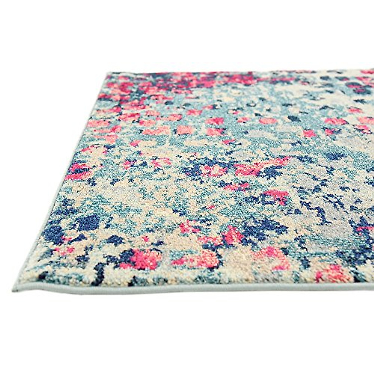 Unique Loom Jardin Collection Colorful, Vibrant, Abstract, Modern Area Rug, 4 x 6 ft, Blue/Pink