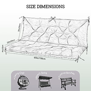 Matalde Outdoor Cushions for Patio Furniture, Patio Furniture Cushions with Straps and backrest, Hawaiian Style, 60x40 inches, 4" Thick, Porch Swing Cushions for Backyard and Garden