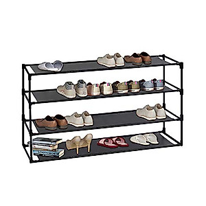 JERRY & MAGGIE 39 Shoes Wide Shelf, Simple Trending 4 Tier Stackable Shoe Rack for Garage, Shoe Rack for Entrance Small Space for Dorm Shoe Racks, Over Door Shoe Rack, Kitchen Storage Shelves Solution