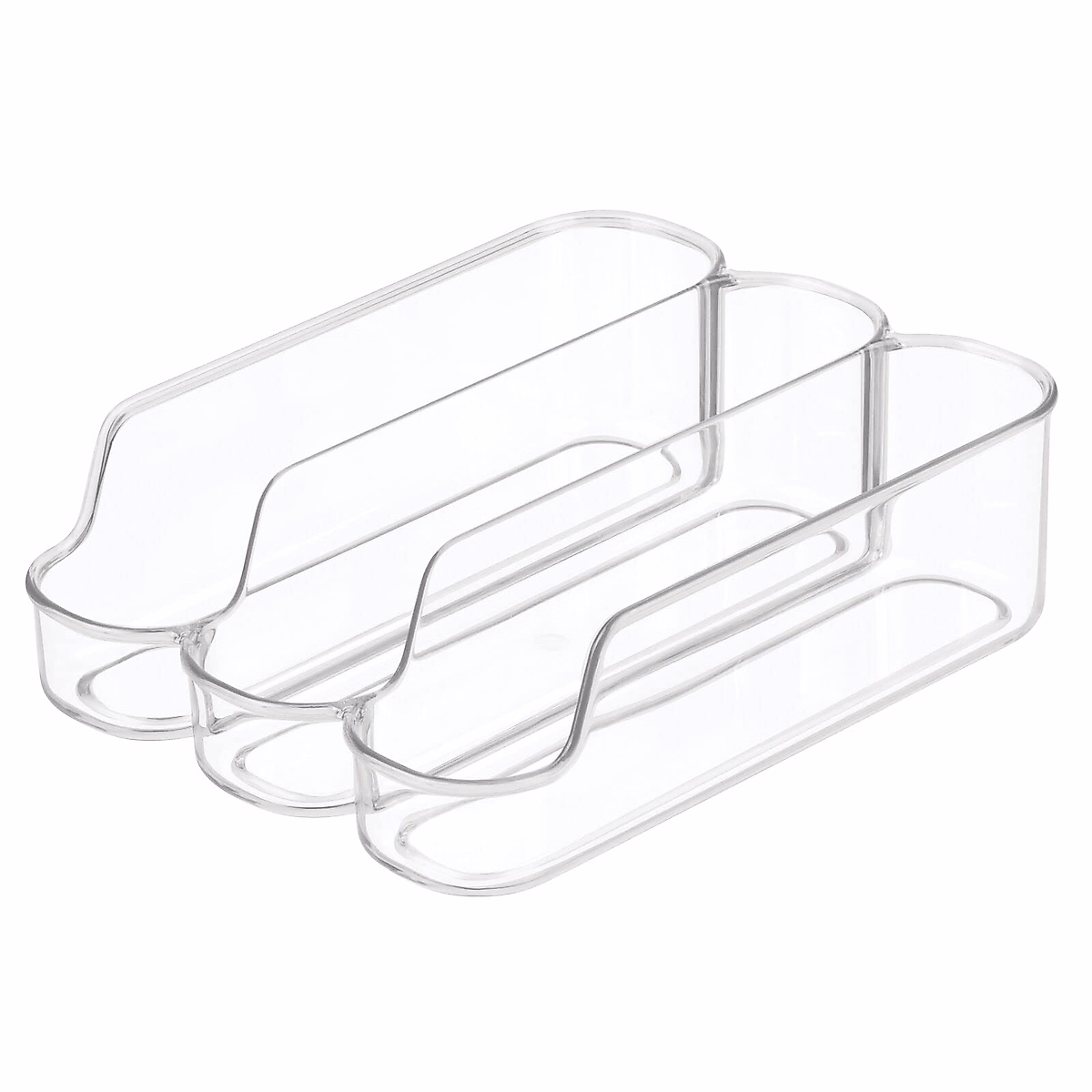 mDesign Small Plastic Kitchen Storage Organizer Divided Bin for Tall Skinny Soda/Pop Cans - 3 Compartments for Kitchen, Pantry, Refrigerator - Clear