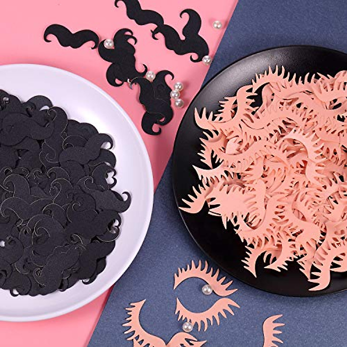 300 Pieces Staches or Lashes Confetti Black Mustache Confetti Lash Paper Confetti for Gender Reveal Birthday Baby Shower Party Decoration Supplies