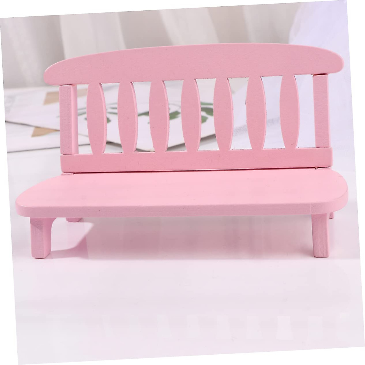 VOSAREA Unique Mini Wooden Settee Model Excellent Craftsmanship for Home Office Decor