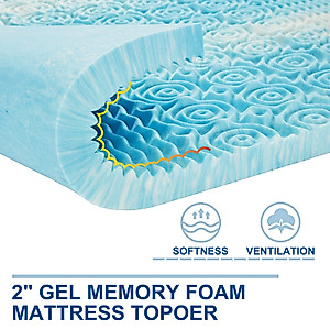 SINWEEK 2 Inch Mattress Topper 5-Zone Memory Foam Mattress Topper Pressure Relieve Soft Mattress Pad, CertiPUR-US Certified, King Size Blue