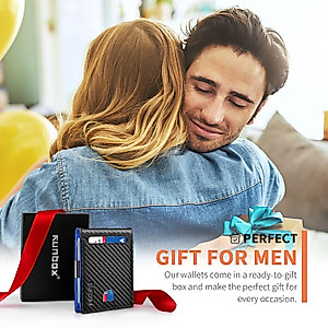 RUNBOX Slim Wallets for Men - Leather Money Clip Mens Wallet - RFID Blocking Front Pocket Bifold Wallet - Thin Credit Card Holder with Gift Box