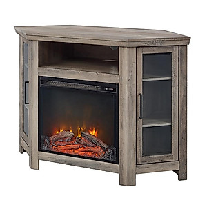 Walker Edison 48" MDF Corner Fireplace TV Stand - Grey Wash
