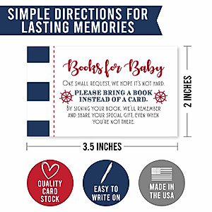 25 Baby Shower Book Request Baby Shower Guest Book Alternative - Nautical Baby Shower Invitation Inserts, Books For Baby Shower Request Cards, Bring A Book Instead Of A Card, Baby Shower Book Request