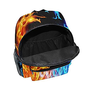 Blue Gold Fire Dragon Small Backpack Fiery Dragons School Bags Toddler Preschool Shoulder Bookbag Kindergarten Elementary School Bag for 3-6 Years Old Boys Girls