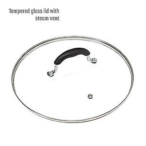 Goodful Aluminum Non-Stick Sauté Pan Jumbo Cooker with Helper Handle and Tempered Glass Steam Vented Lid, Made Without PFOA, Dishwasher Safe, 5-Quart, Charcoal Gray