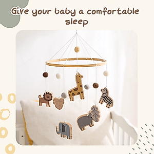 Baby Mobile for Crib - Jungle Animals Baby Mobile - Nursery Safari Mobile for Girl or Boy | Gender Neutral Handmade Mobile| Wild Animals Ceiling Mobile