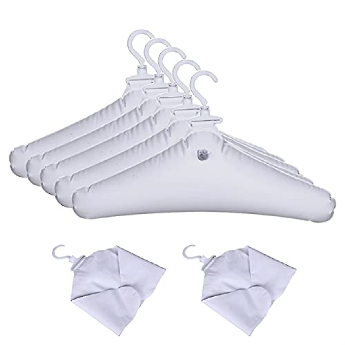 Coat Hanger 5pcs/Pack Inflatable Clothes Hanger Foldable Creative Hanger No Trace Rotatable Clothing Storage Holder Clothes Hanger (Color : 5pcs White)