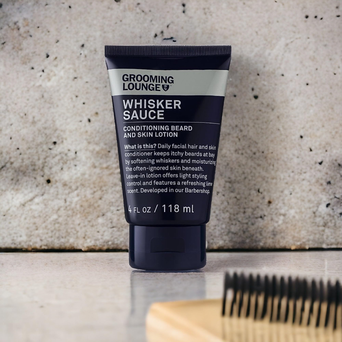 Grooming Lounge Whisker Sauce Beard Conditioner - Conditioning Beard and Skin Lotion - Eliminates Itching and Flaking - Enables Easy Combing and Styling - No Parabens - Cruelty Free - 4 oz